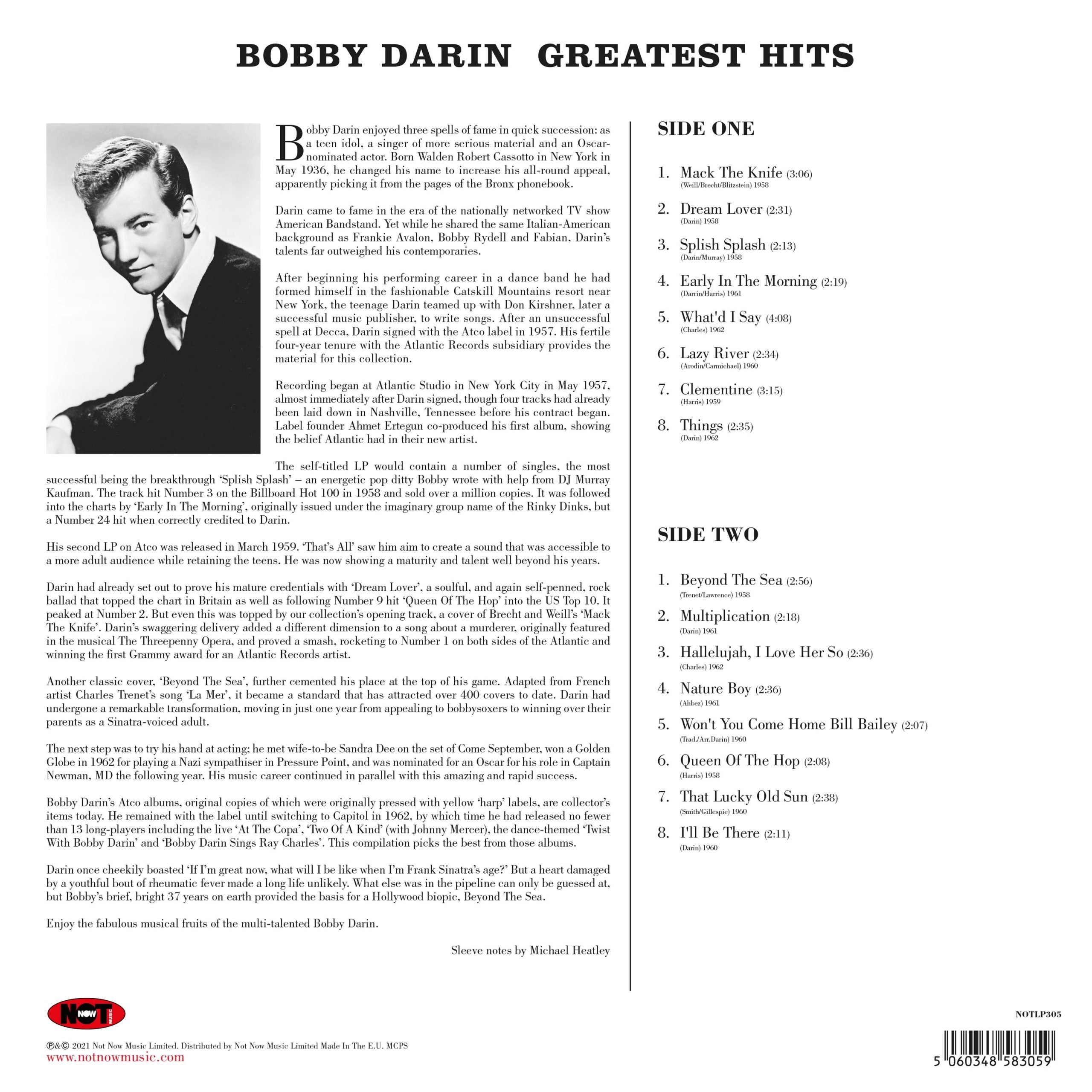 Bobby Darin Greatest Hits Red Colored Vinyl Lp Cavoae