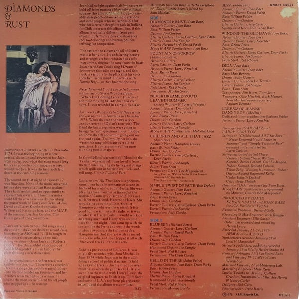 Joan Baez - Diamond and Rust - LP (Used Vinyl) – cavo.ae