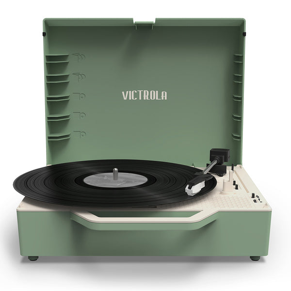 Victrola Re-Spin Sustainable Bluetooth Suitcase Record Player - Basil ...